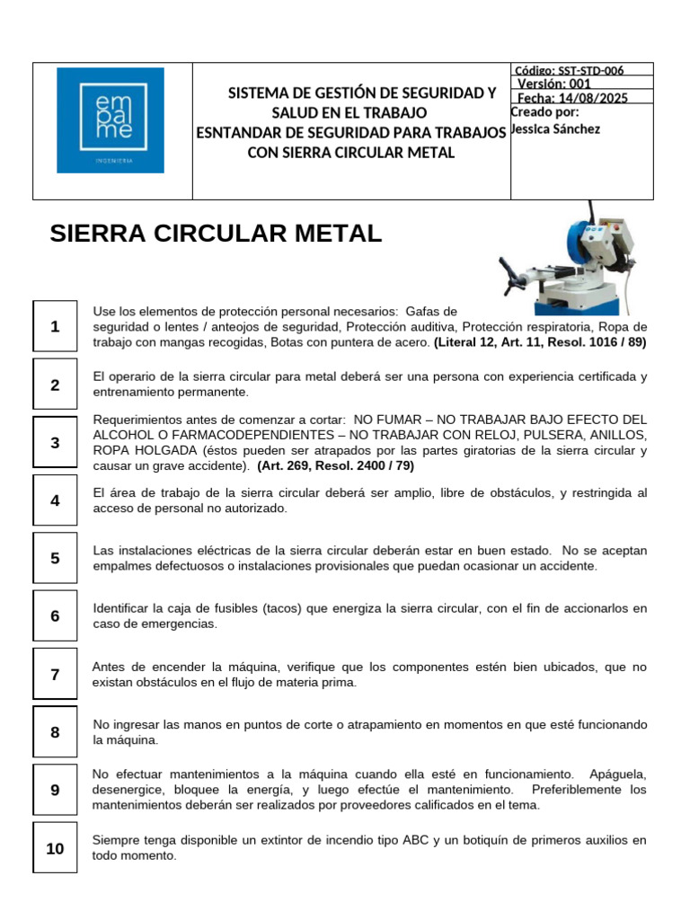 SST-STD-006 Sierra Circular Metal | PDF