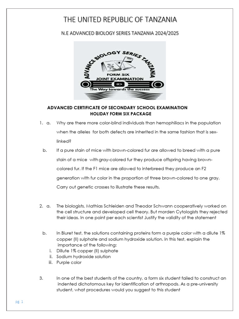 Biology f6 & f5 Holiday Package - Njige 2 | PDF | Cellular Respiration ...