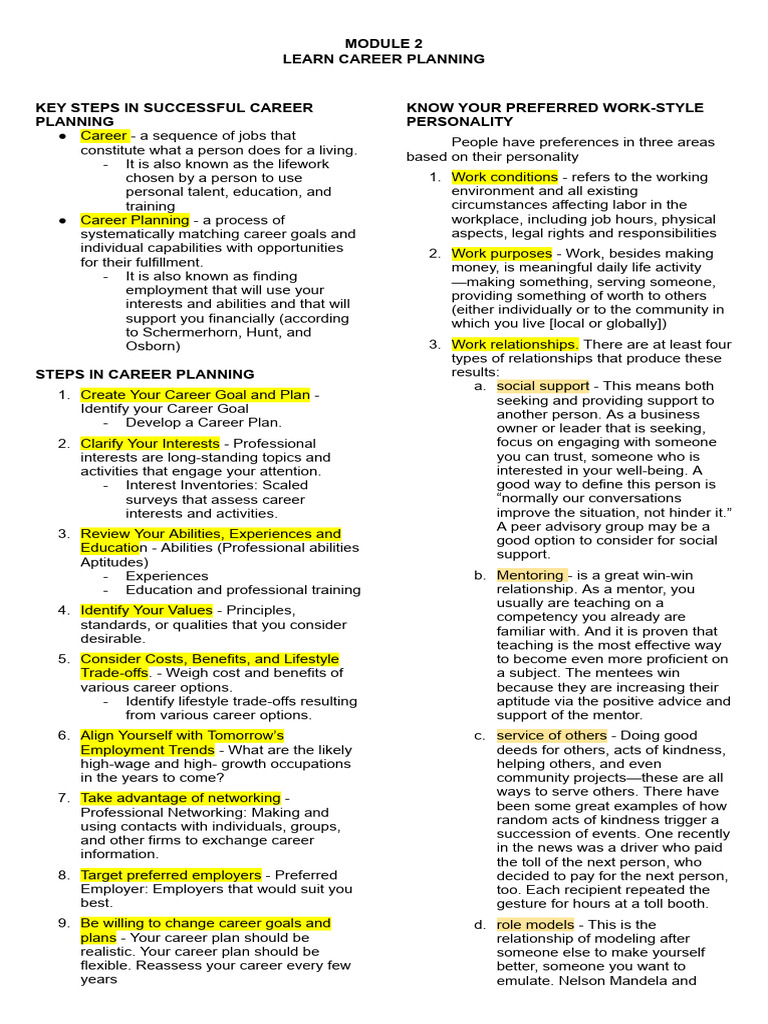 Module 2 - Learn Career Planning | PDF | Cost Of Living | Résumé