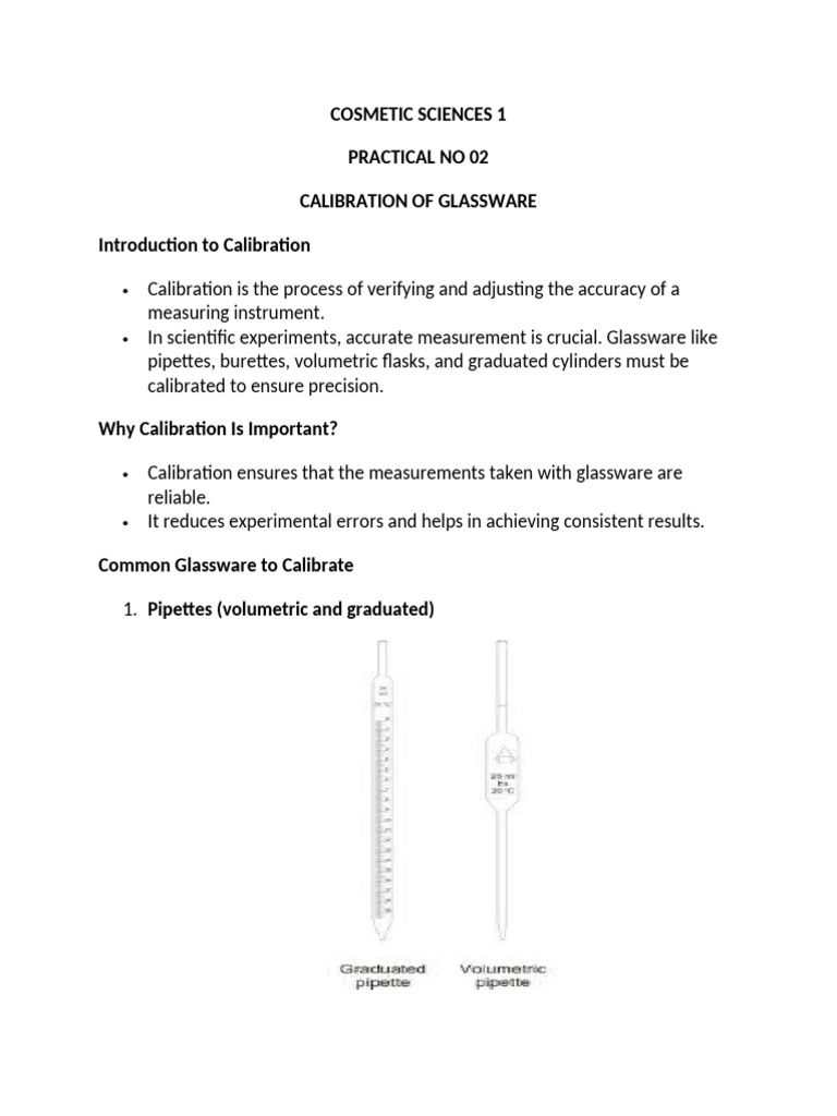 02. Calibration of Different Glass Wares Used in Experiments | PDF ...