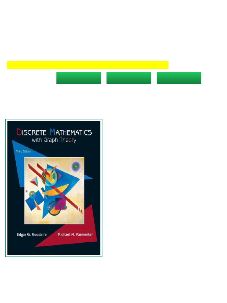 Discrete Mathematics With Graph Theory 3e 3rd Edition Edgar G. Goodaire ...