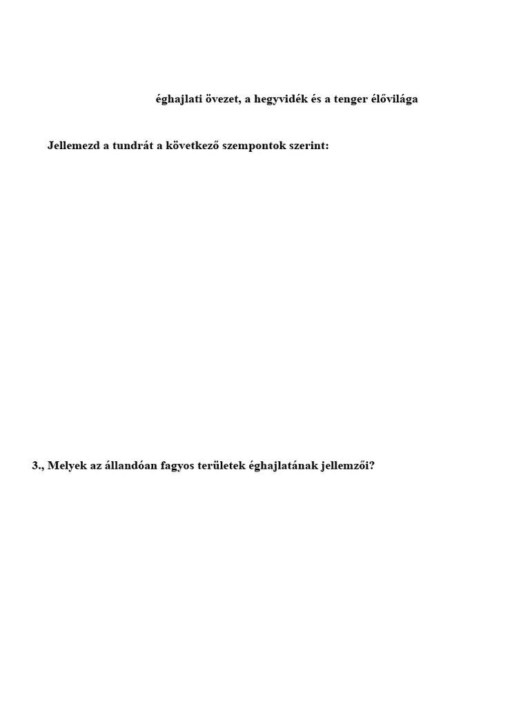 Biológia - Témazáró - A Hideg Eghajlati Ovezet, A Hegyvidek Es A Tenger ...