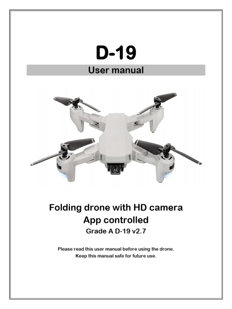 D-19 Folding Drone User Manual | PDF | Battery Charger | Unmanned ...
