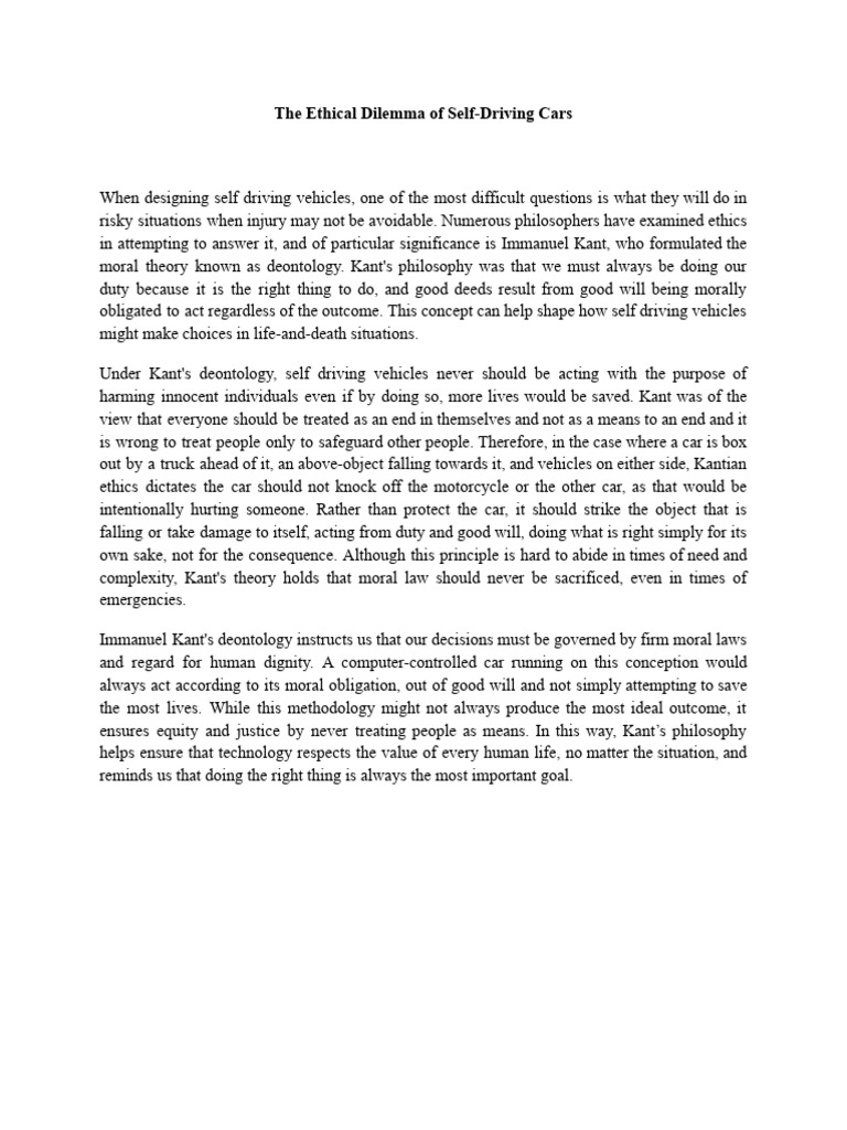 The Ethical Dilemma of Self-Driving Cars | PDF