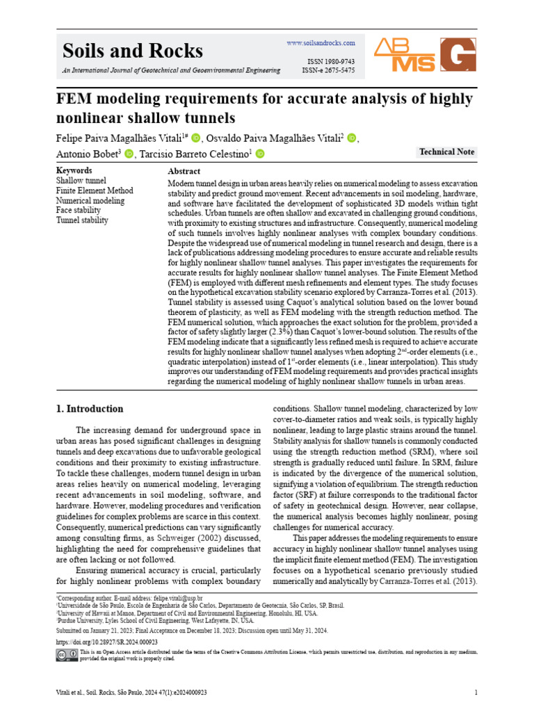 FEM Modeling for Nonlinear Shallow Tunnels | PDF | Finite Element ...