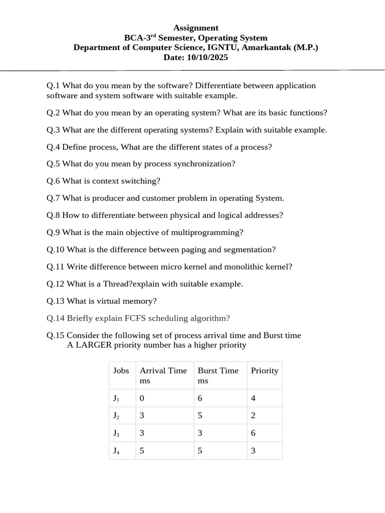 Assignment Os | PDF
