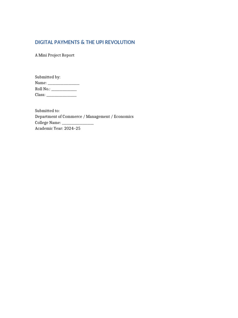 UPI Project With Charts and TOC | PDF | Financial Technology | Finance ...