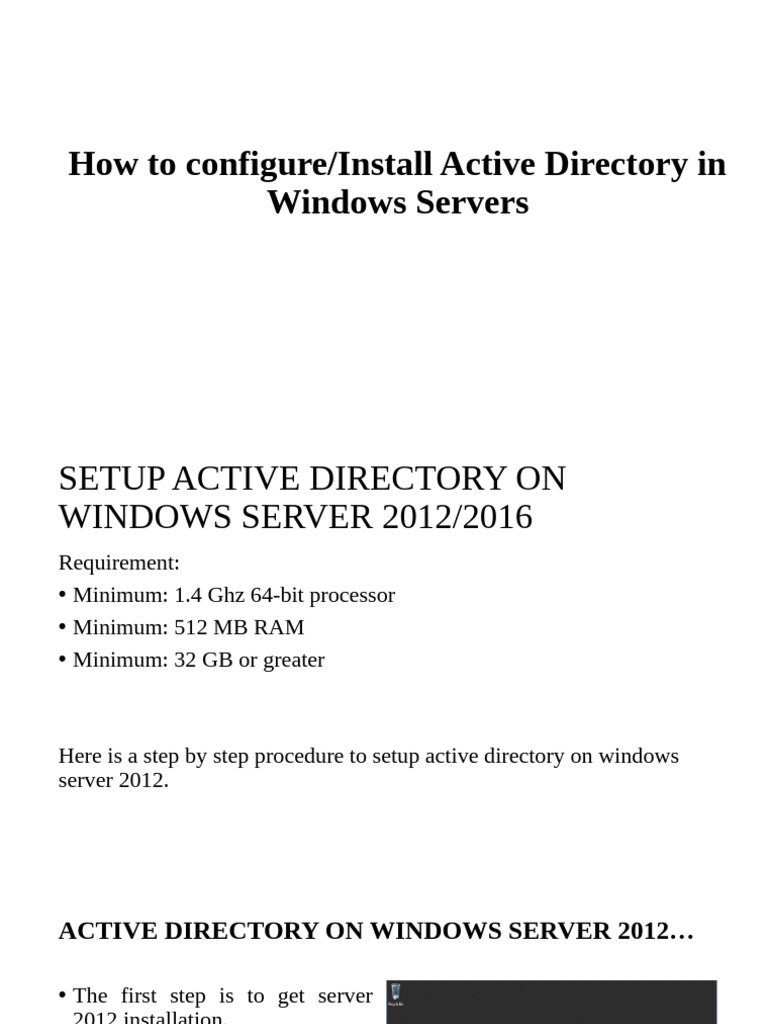 Install Active Directory on Windows Server | PDF | Active Directory ...