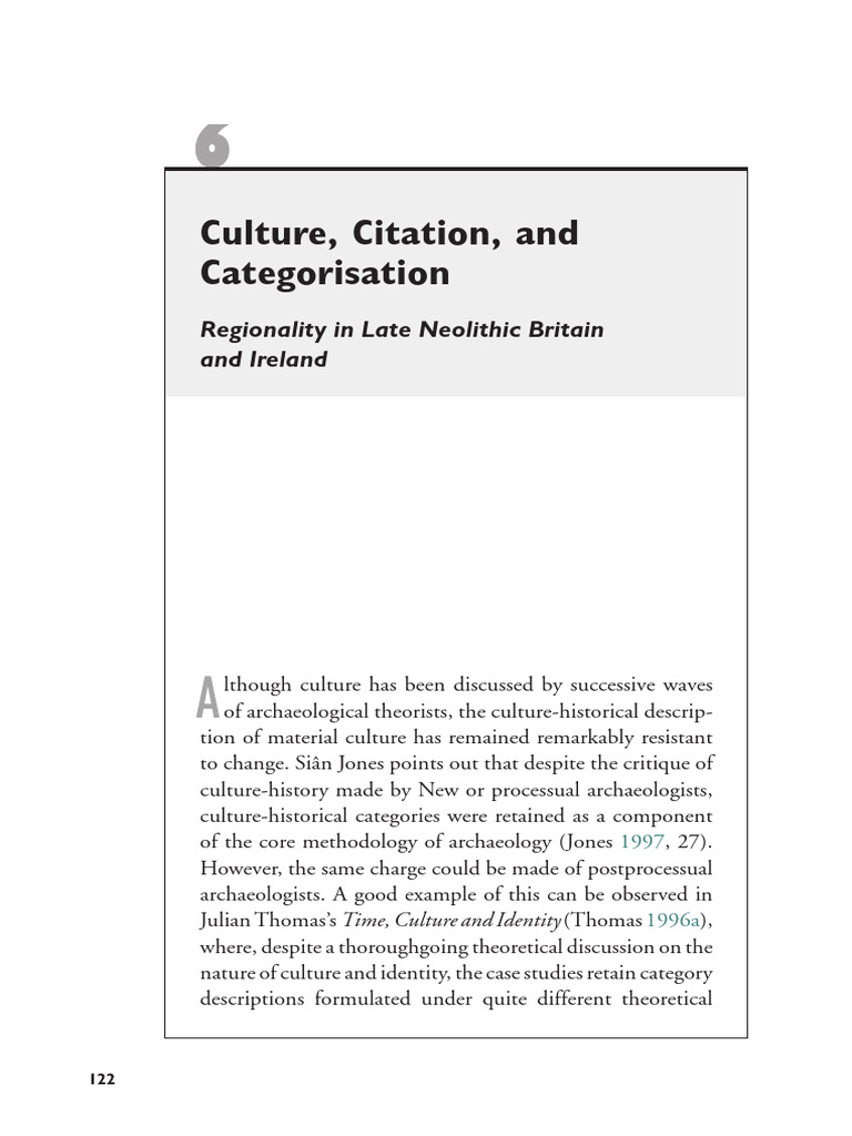 Cap 6. Culture, Citation and Catigorisation | PDF | Pottery | Archaeology