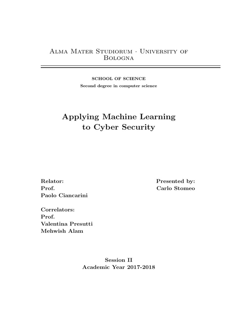 Applying Machine Learning to Cyber Security - Chapter 1 | PDF | Artificial Intelligence ...