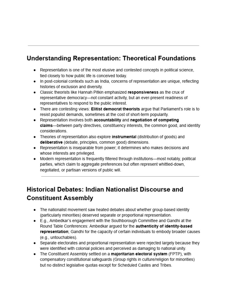 Theories and Debates on Indian Representation | PDF | Political Parties ...