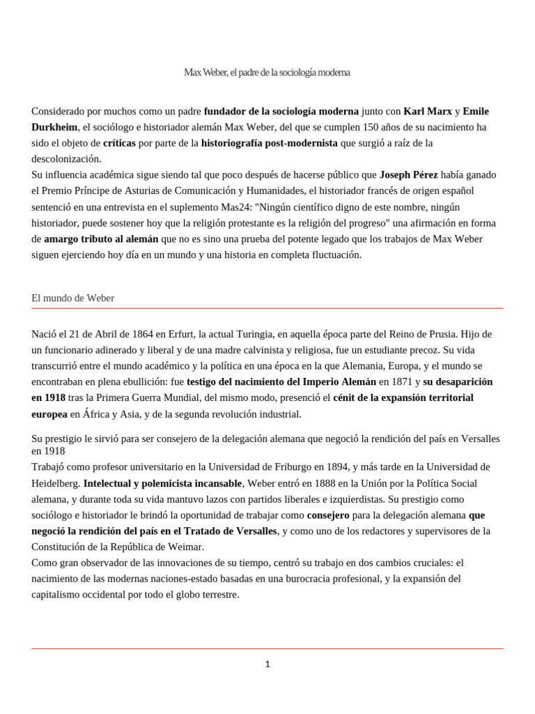 1 Max Weber | PDF | Max Weber | Sociología