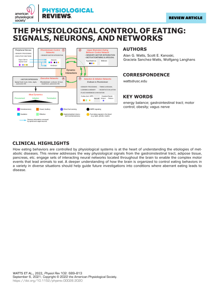 Physiological Control of Eating Behaviors | PDF | Brain | Central ...