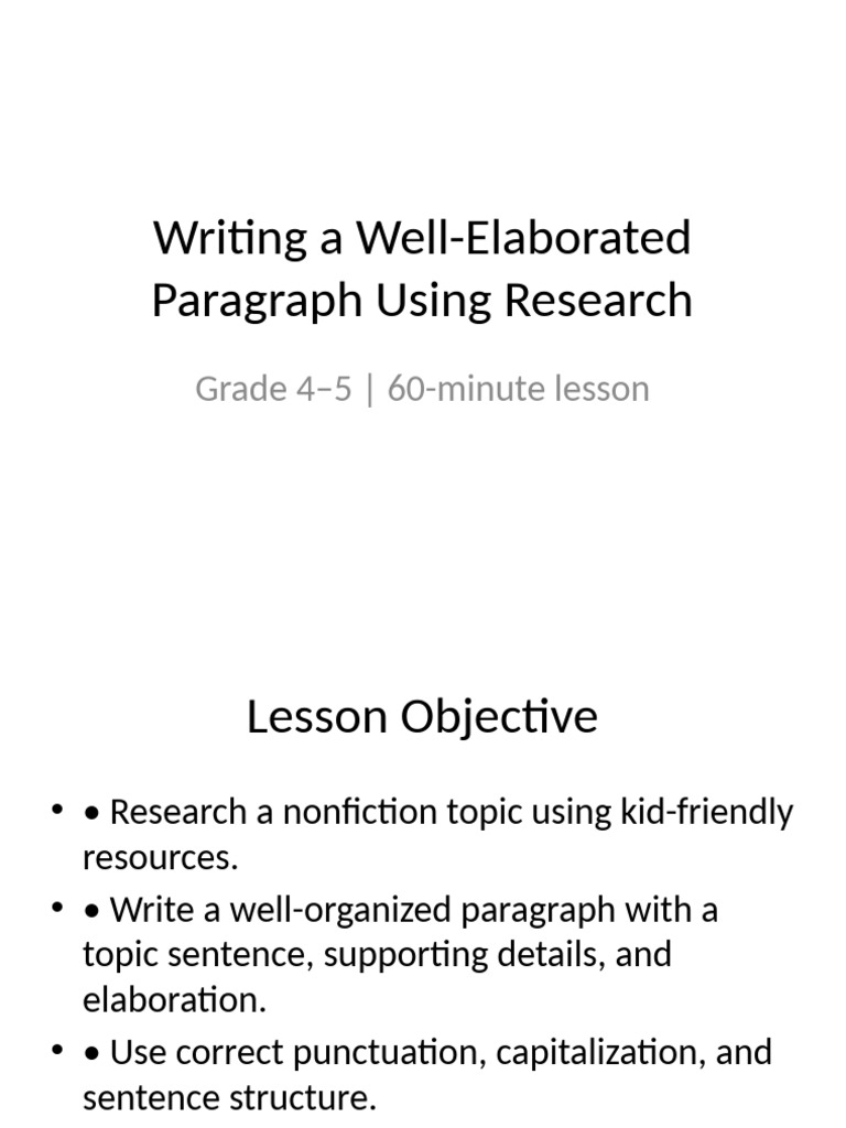 Research Paragraph Lesson | PDF