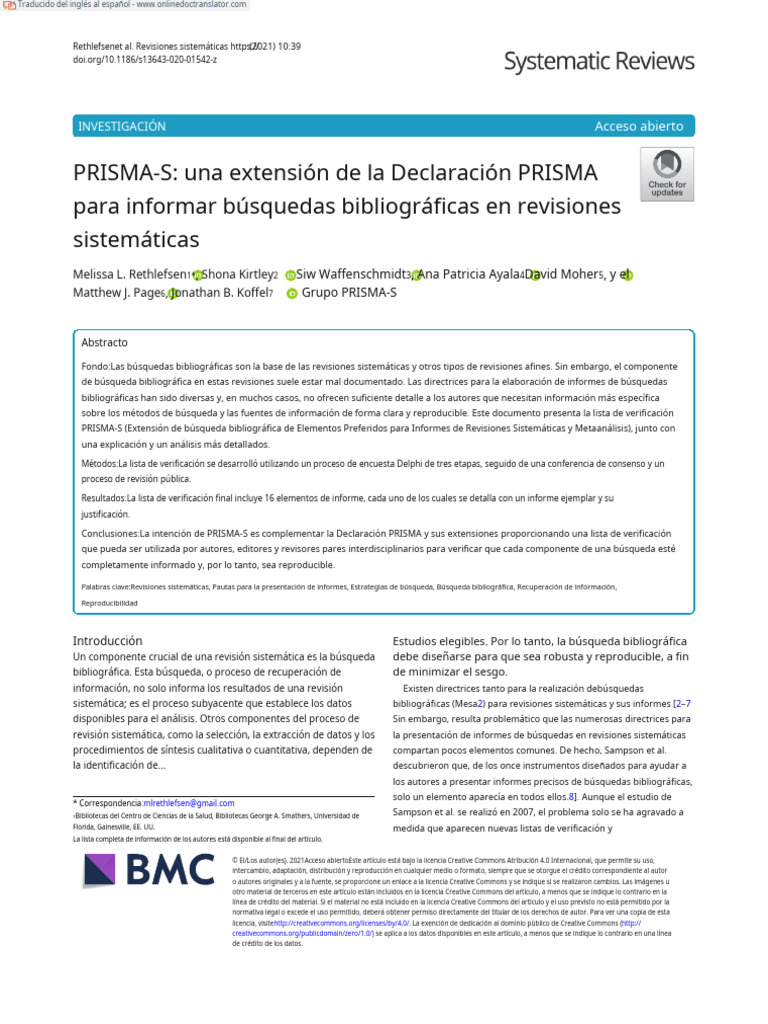 PRISMA-S An Extension To The PRISMA Statement For Reporting Literature ...
