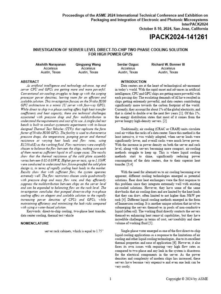 Two-Phase Cooling for High-Power GPUs | PDF | Flow Measurement | Heat