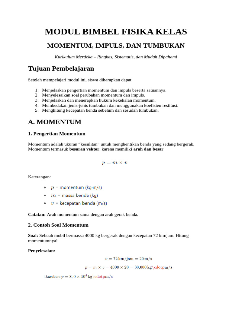 Modul Bimbel Fisika Kelas | PDF