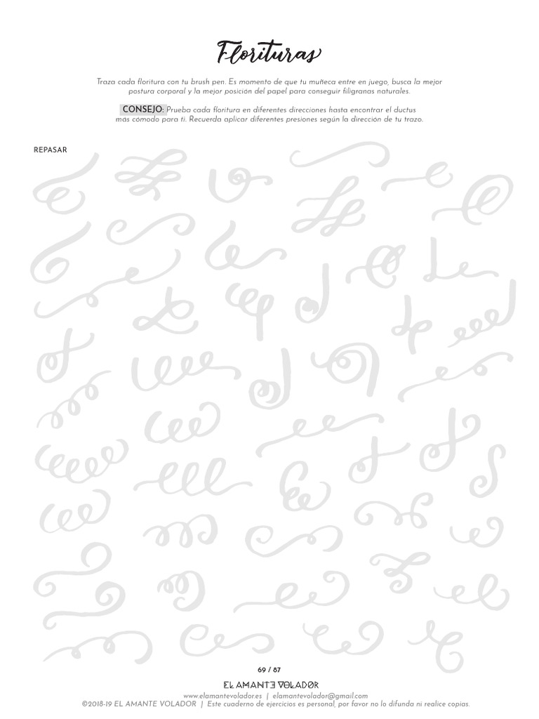 Ejercicios de Florituras con Brush Pen | PDF