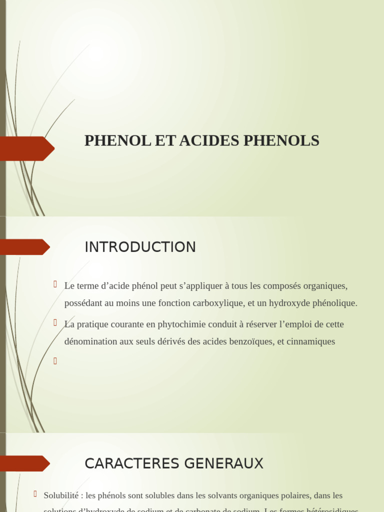 Phénols et Acides Phénoliques : Caractéristiques et Classification ...