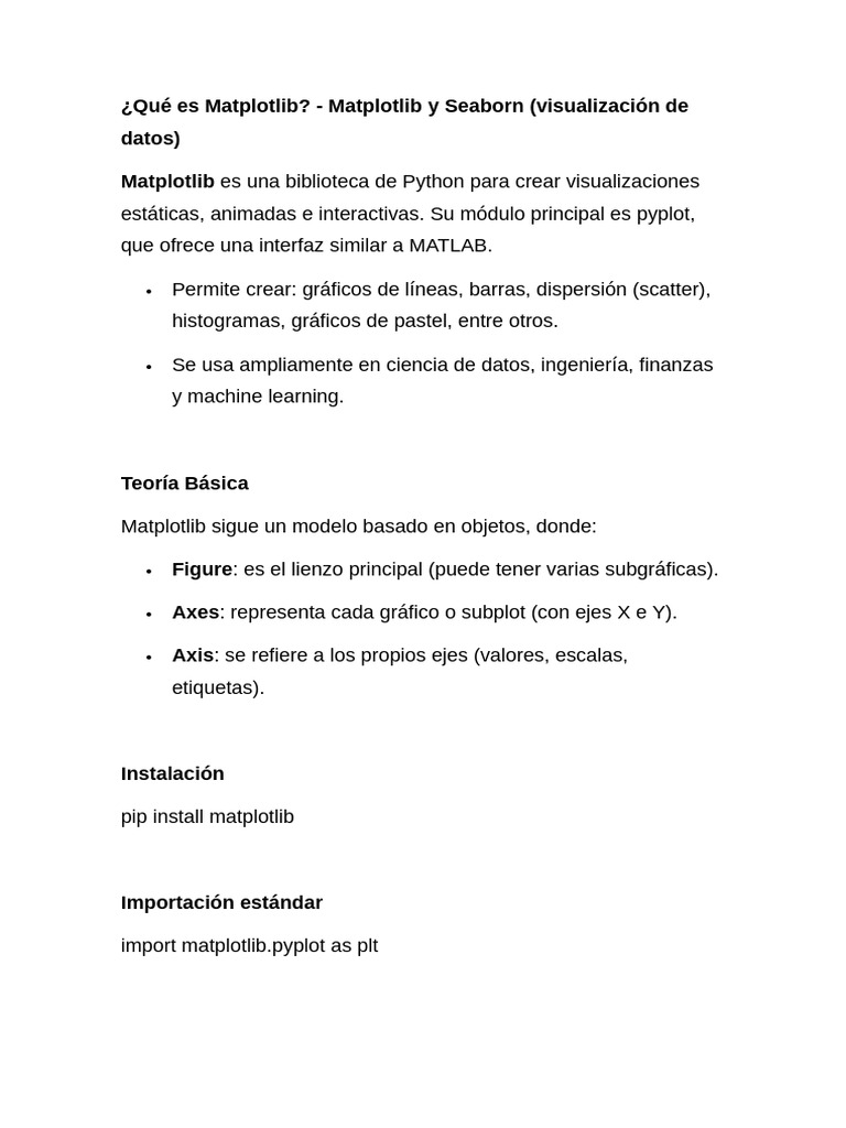 Teoria y Códigos para Matplotlib en Python | PDF | Programación de computadoras | Ingeniería de ...