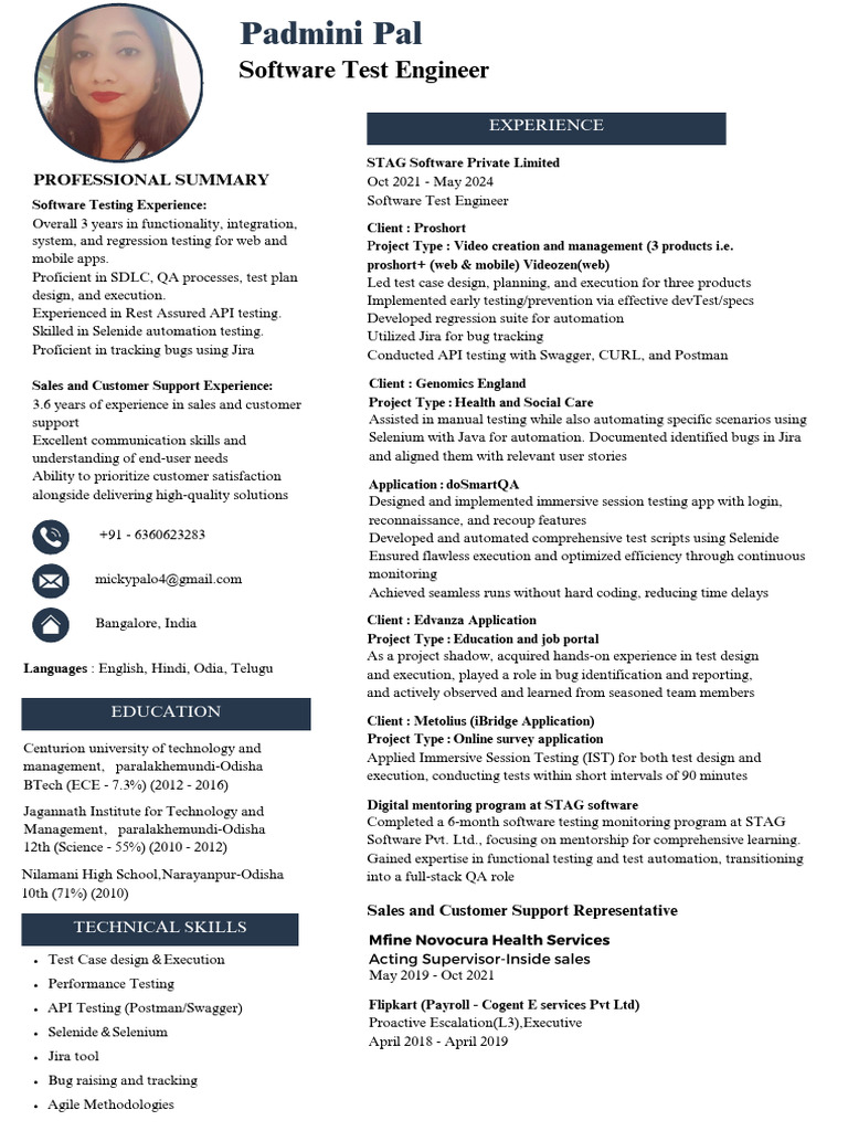 QA Testing Resume Padmini | PDF | Software Testing | Software