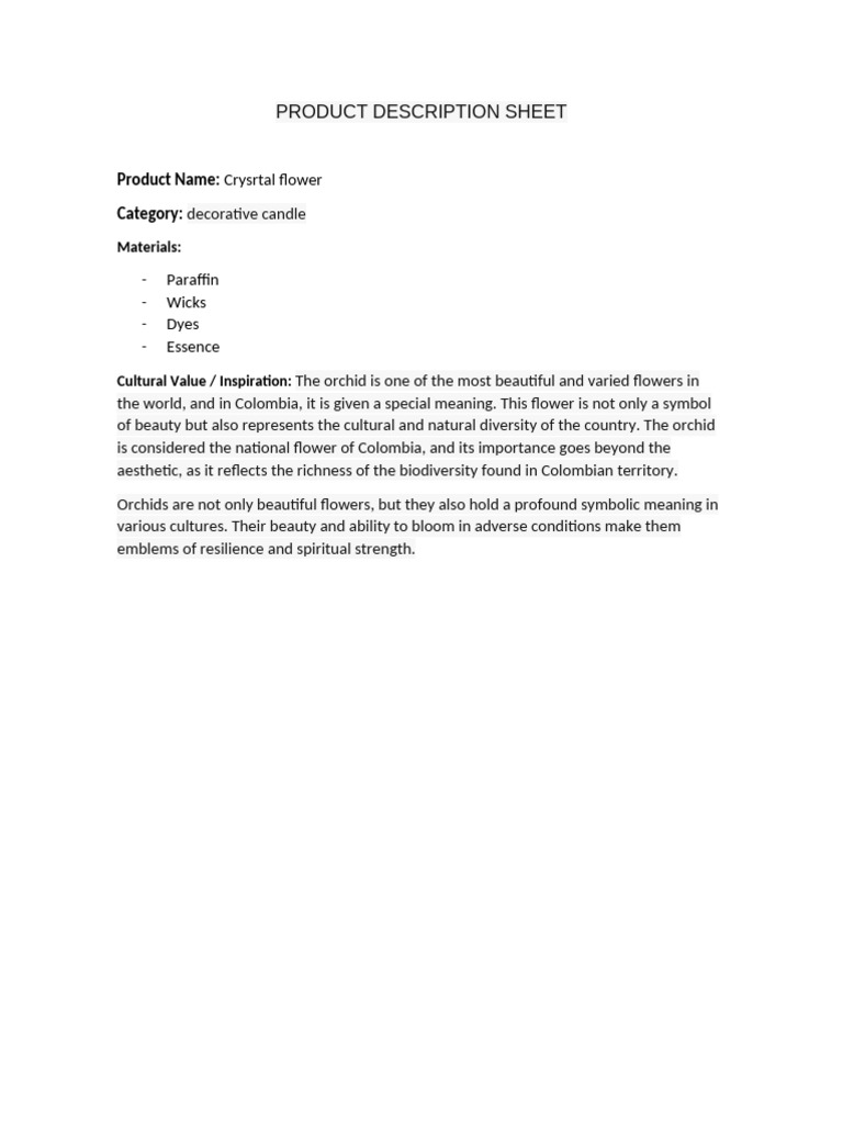 Product Description Sheet2 | PDF