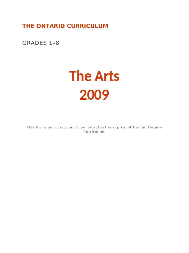 Ontario Arts Curriculum for Grades 1-8 | PDF | The Arts | Experience