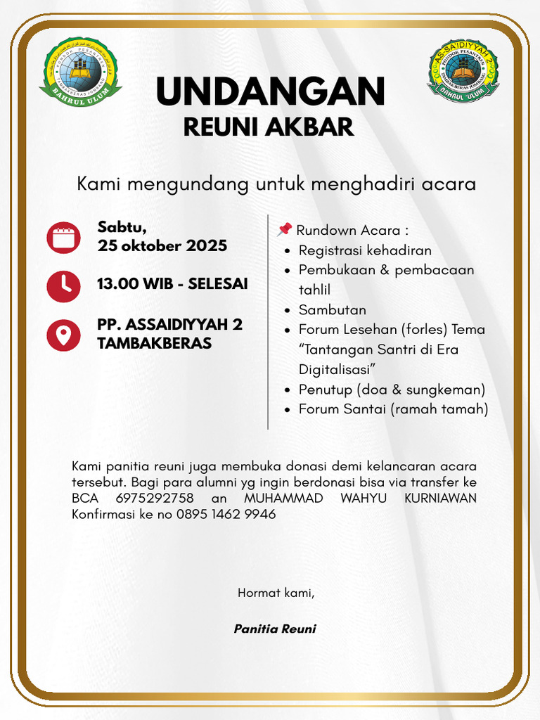 Undangan Reuni Pondok | PDF