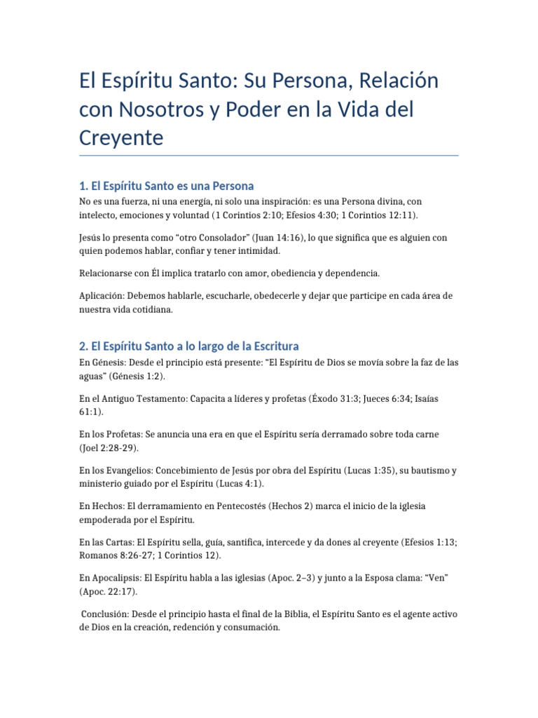 El Espiritu Santo Tema Pdf Espíritu Santo Cristo Título