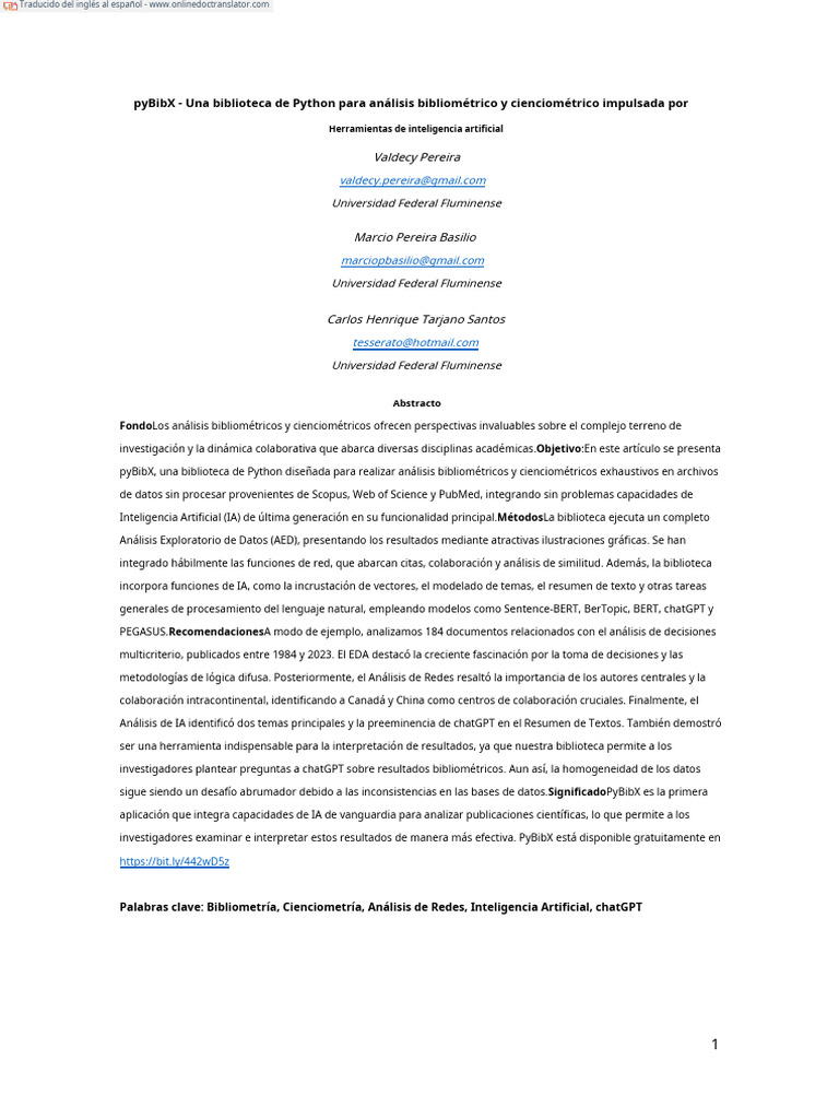 PyBibX - A Python Library For Bibliometric and Scientometric Analysis Powered With - En.es | PDF ...