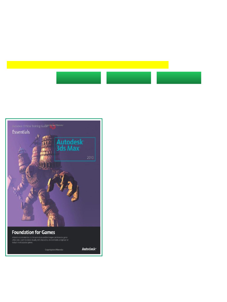 Autodesk 3ds Max 2010 Foundation for Games 1st Edition Autodesk digital version 2025 | PDF