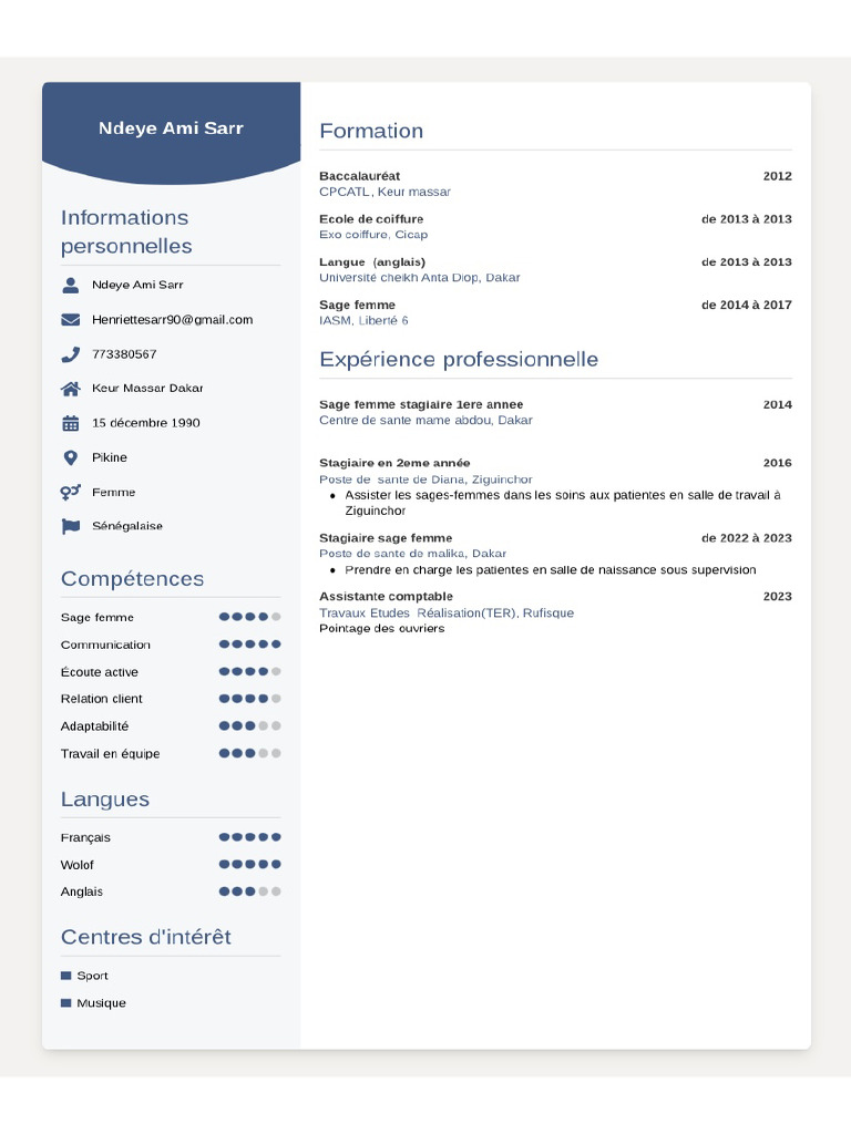 CV - Ndeye Amy Sarr | PDF
