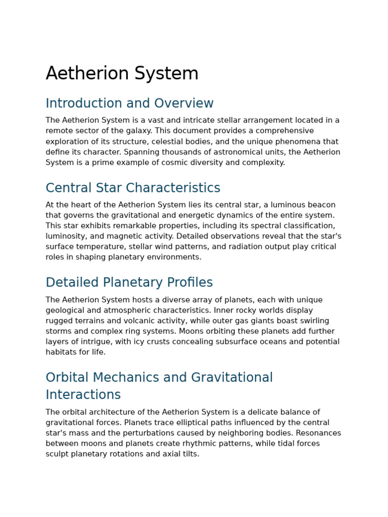 Aetherion System (1) | PDF | Stars | Astrobiology
