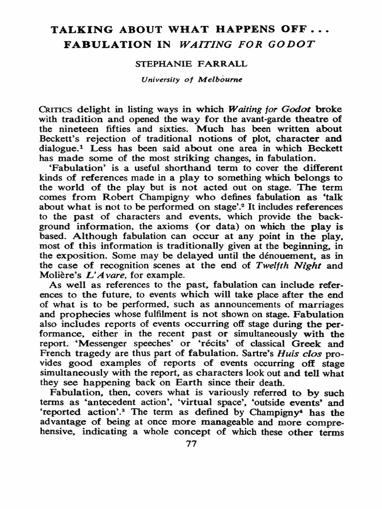 Fabulation in Waiting for Godot | PDF