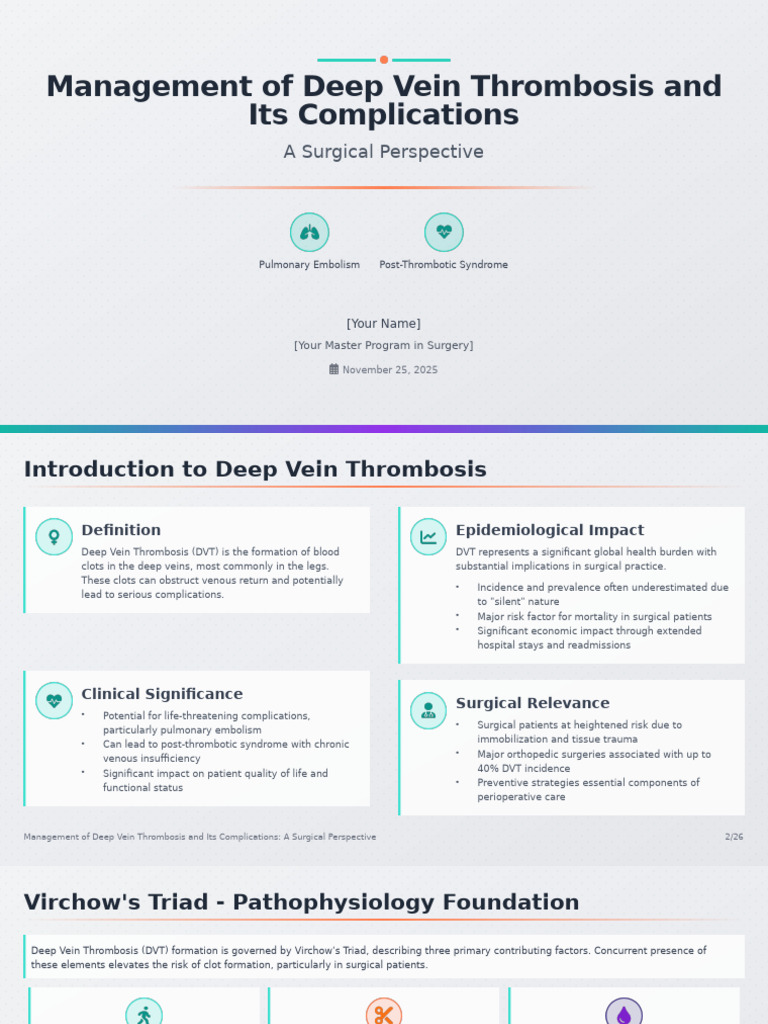 DVT Management: Surgical Insights and Strategies | PDF | Thrombosis | Vein