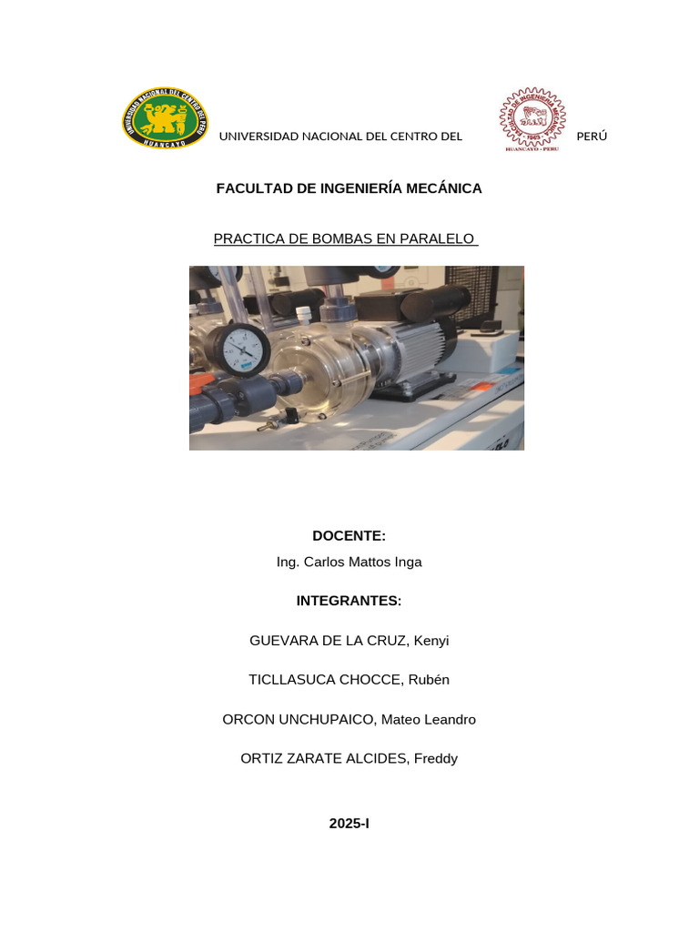 Práctica de Bombas en Paralelo 2025-I | PDF | Bomba | Ingeniería mecánica