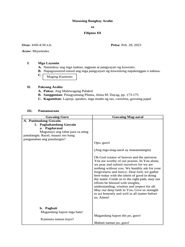 Masusing Banghay Aralin | PDF