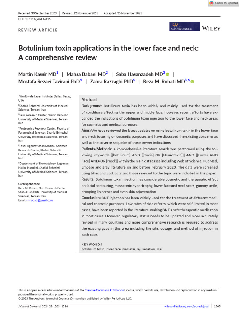J of Cosmetic Dermatology - 2023 - Kassir - Botulinium Toxin ...