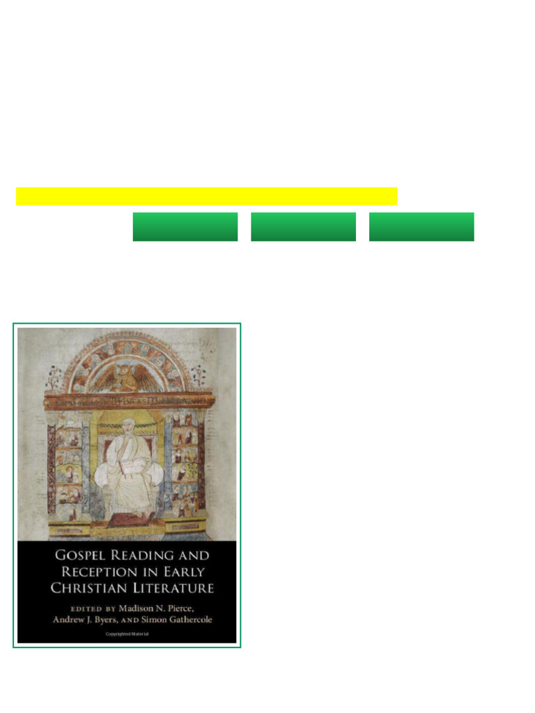 (Ebook) Gospel Reading and Reception in Early Christian Literature by ...