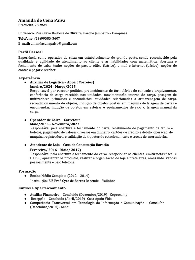 AMANDA CV | PDF