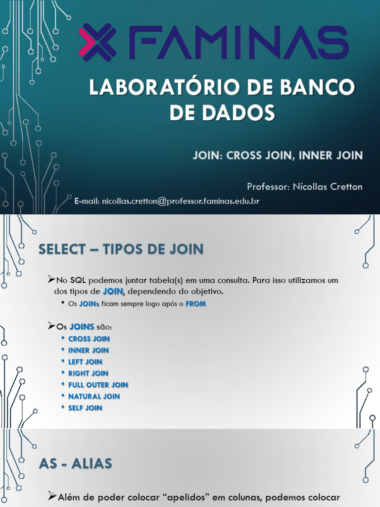 Tipos de JOIN em SQL: CROSS e INNER | PDF | SQL | Bancos de dados