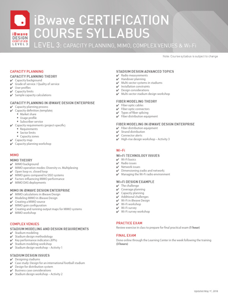 iBwave Level 3 Certification Syllabus | PDF | Fiber Optic Communication ...