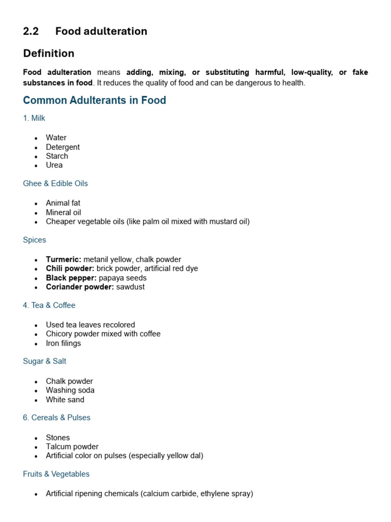 Food Adulteration | PDF