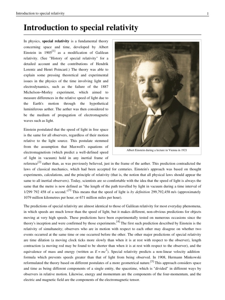 Theory of Relativity For Beginners | PDF | Special Relativity ...