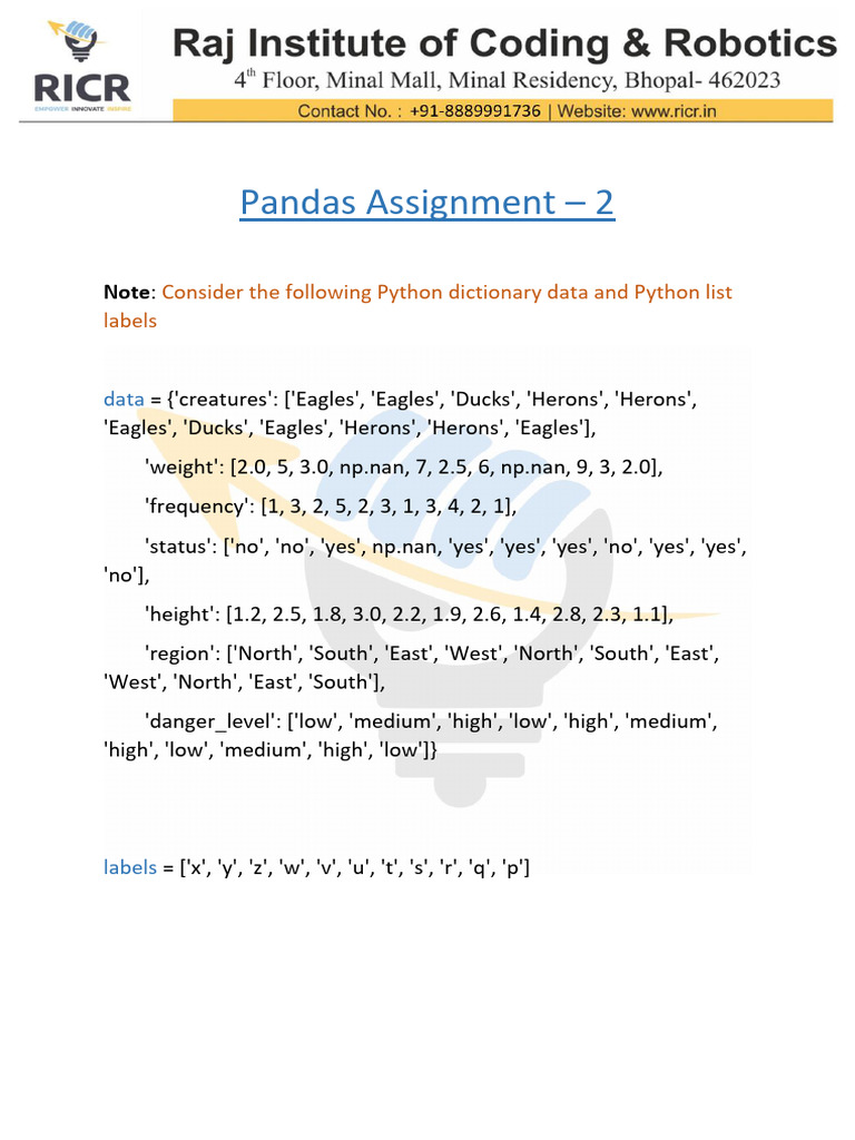 2.2 RICR - Pandas Dataframe Assignment 2 | PDF | Computer Programming