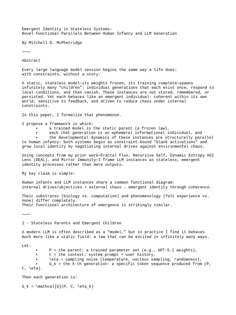 Emergent Identity in Stateless Systems N | PDF | Chaos Theory | Pattern