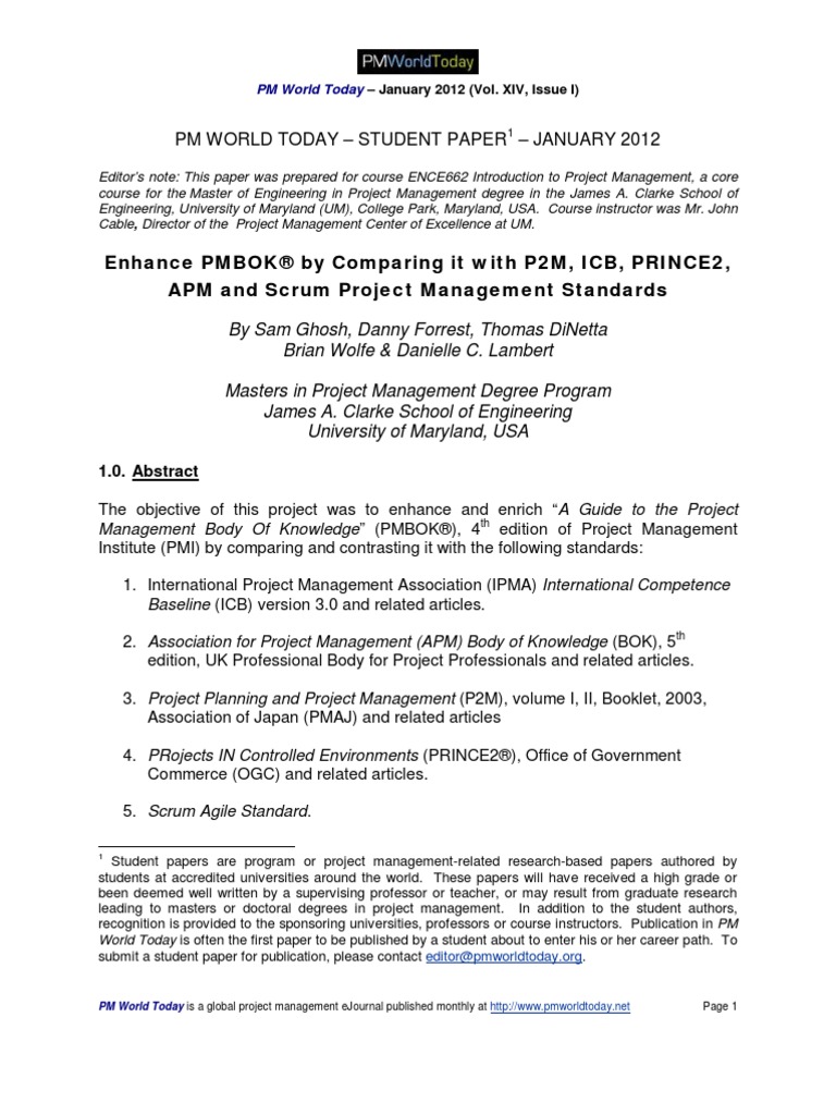 Comparison of PM Frameworks | PDF | Project Management | Competence ...