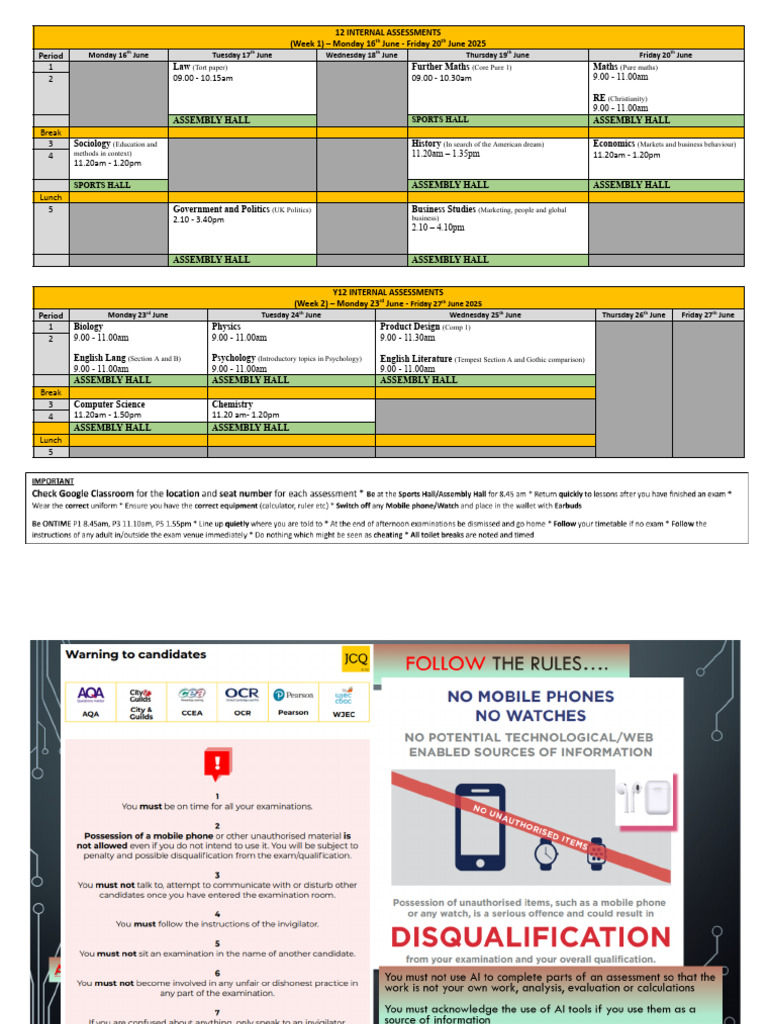 Y12 EOY AssessmentsTT Final | PDF | Science | Liberal Arts Education