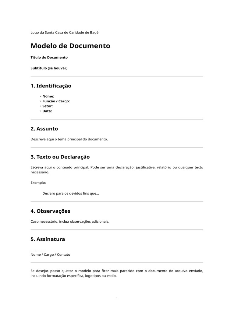 Modelo de Documento Estruturado | PDF
