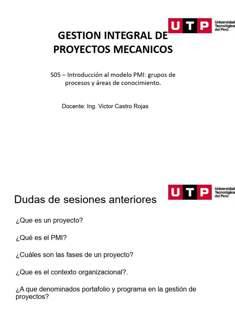S05 - Introducción A La Metodología PMI | PDF | Gestión de proyectos ...